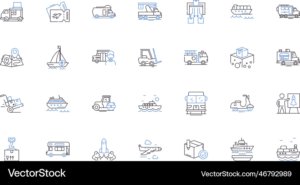 Versand Transferlinie Icons Sammlung Logistik Vektorbild