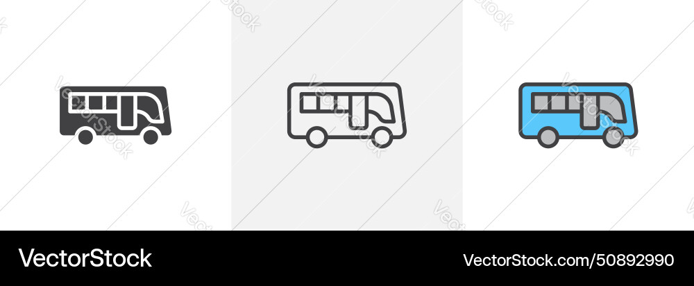 Bus coach icon set shuttle side symbol Royalty Free Vector