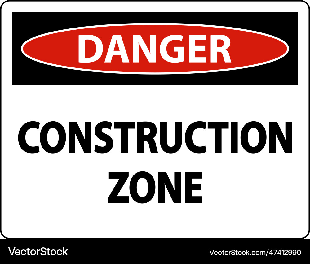 Danger construction zone symbol sign on white Vector Image
