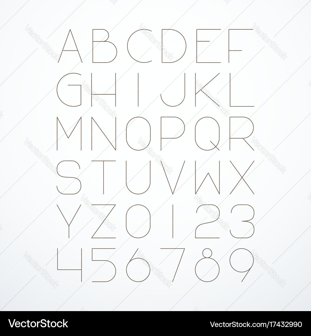 English alphabet thin font Royalty Free Vector Image