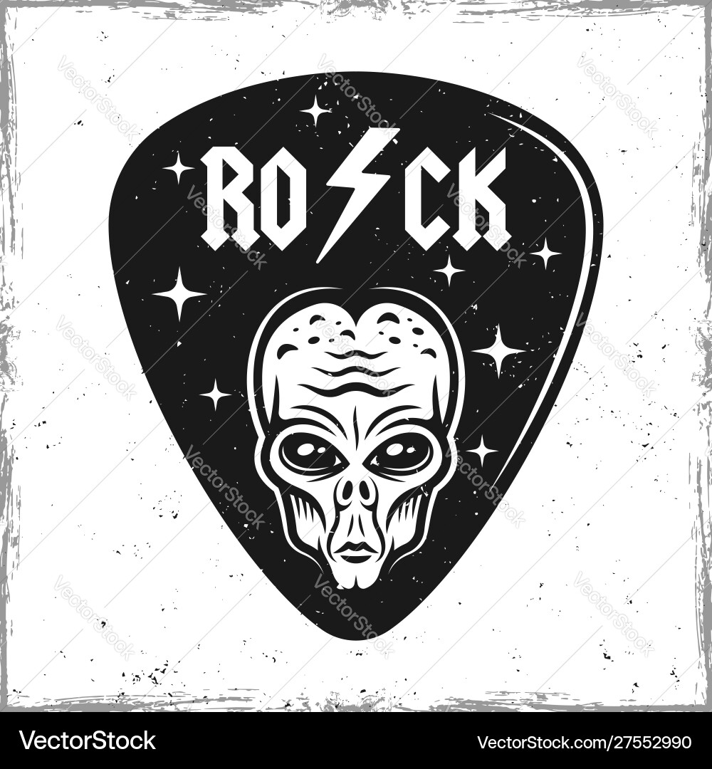 Guitar pick with alien head design template Vector Image
