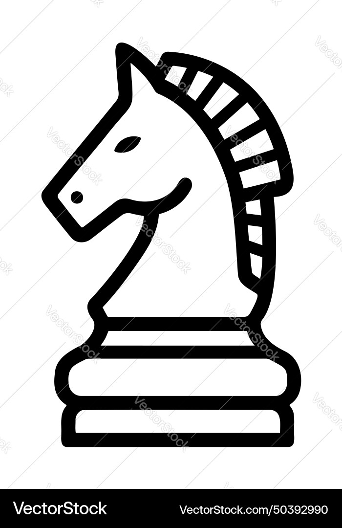 Knight chess piece icon logo outline Royalty Free Vector