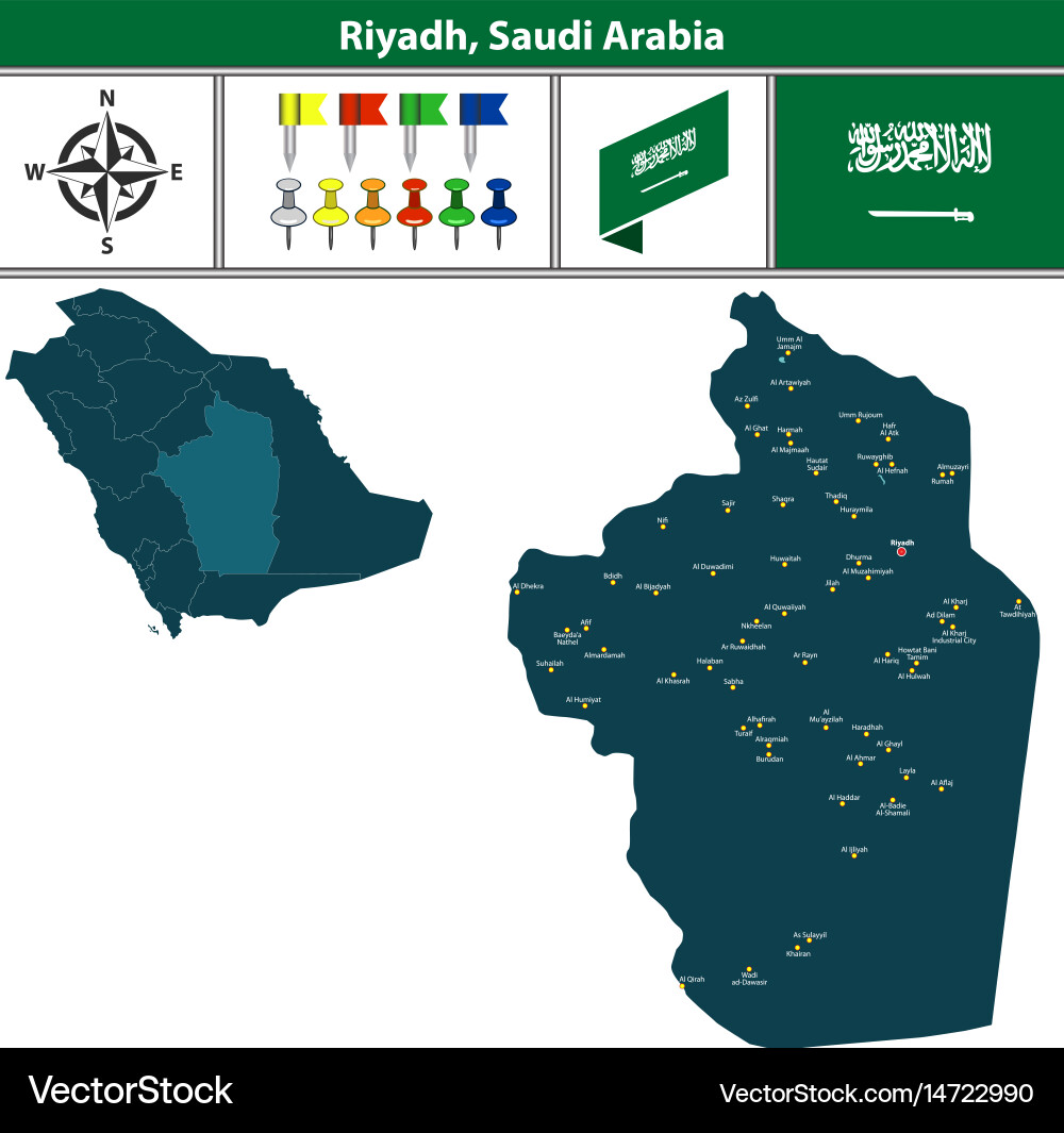 Map of riyadh saudi arabia Royalty Free Vector Image