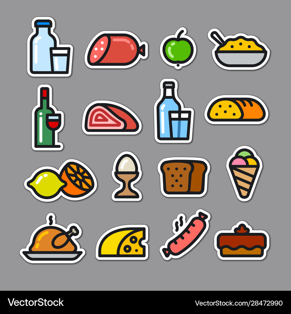 Meal stickers Royalty Free Vector Image - VectorStock