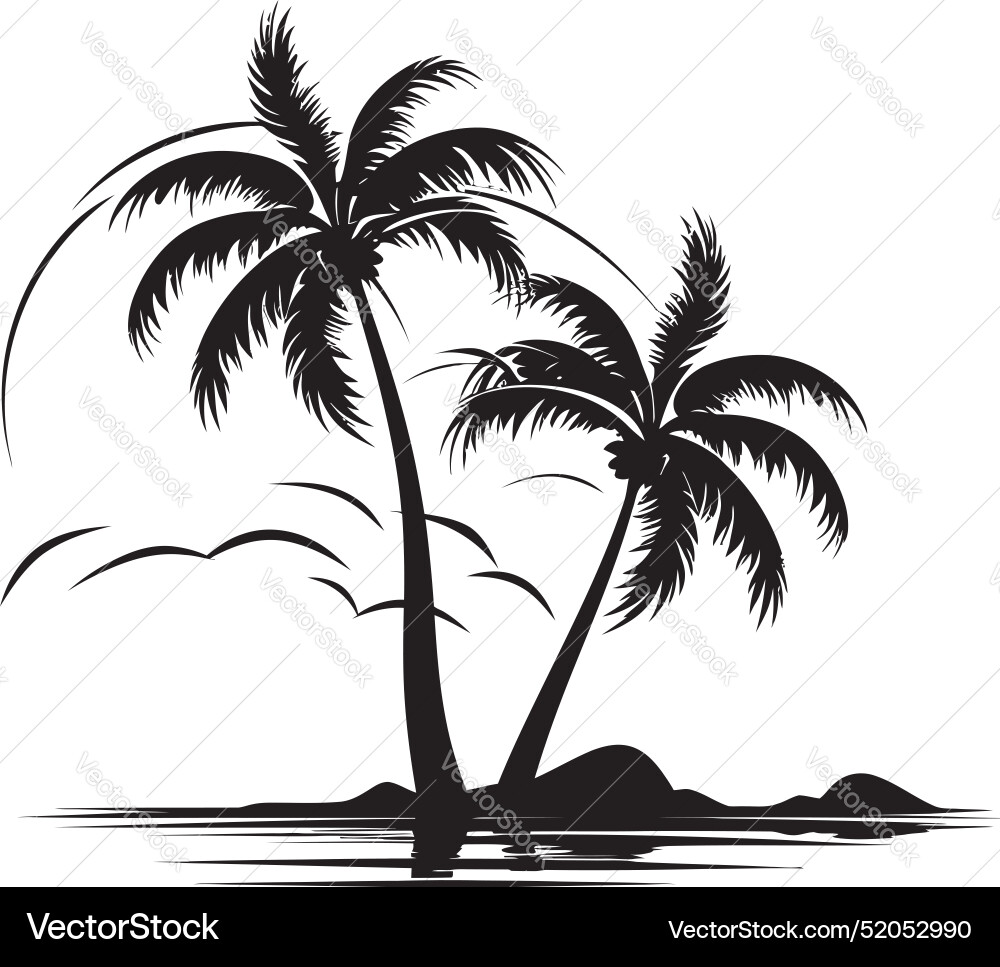 Palm paradise graphic of beachside tree Royalty Free Vector