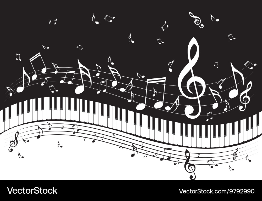 Piano keyboard with music notes Royalty Free Vector Image