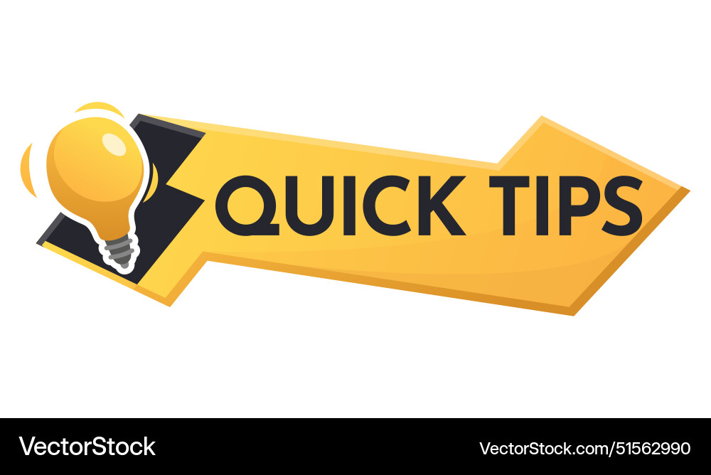Quick tips icon or symbol with black and yellow Vector Image