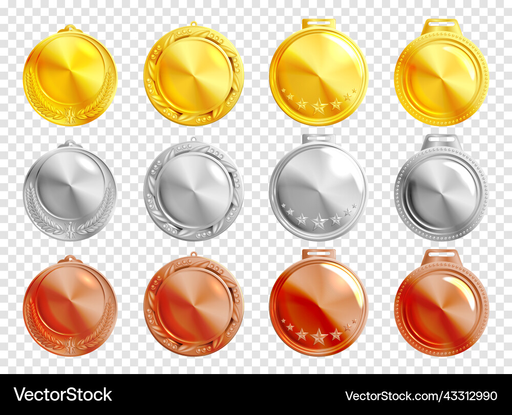 Realistic medallions transparent set Royalty Free Vector