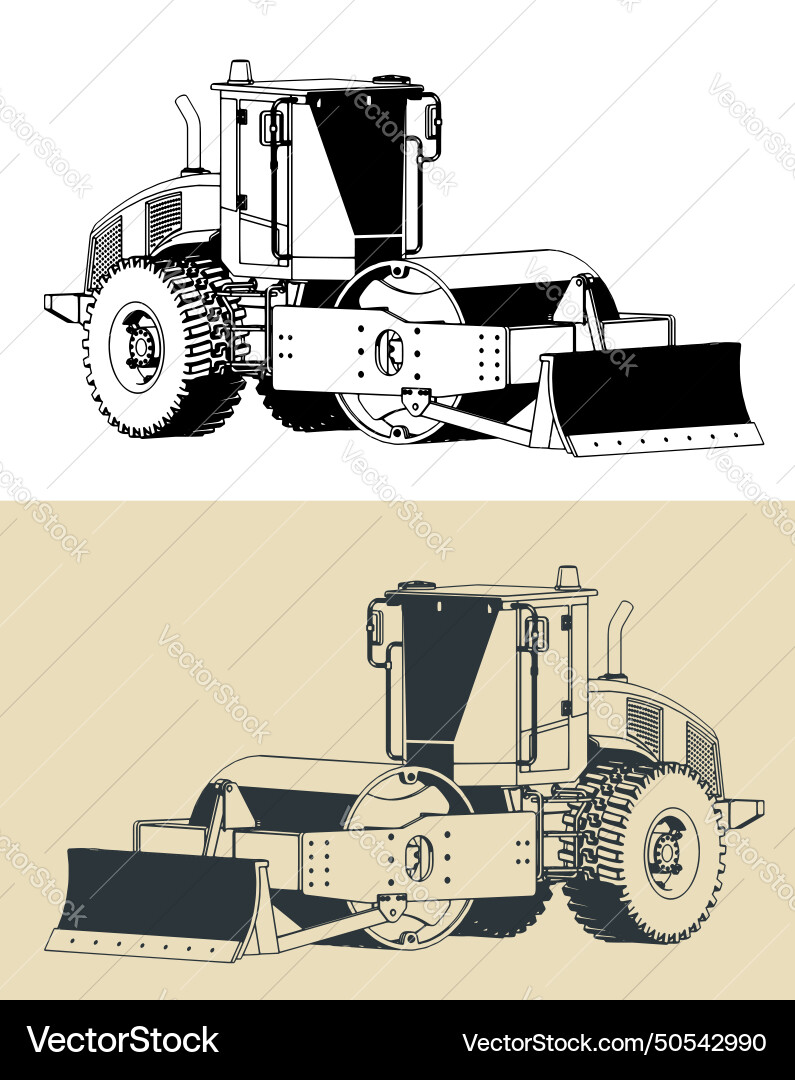 Road roller compactor Royalty Free Vector Image