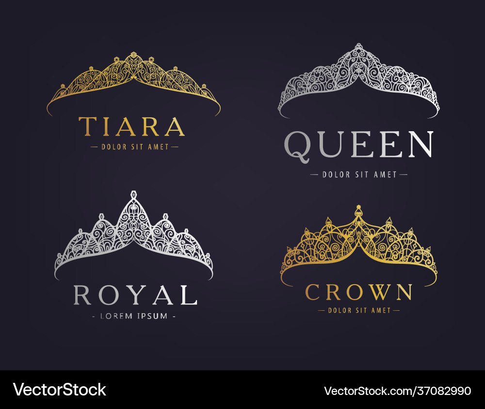 Set abstract luxury royal golden Royalty Free Vector Image