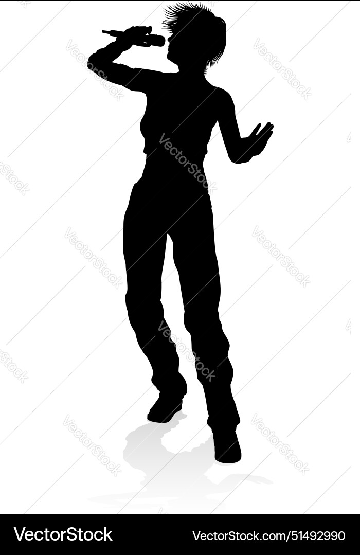 Singer pop rapper rock star woman silhouette Vector Image