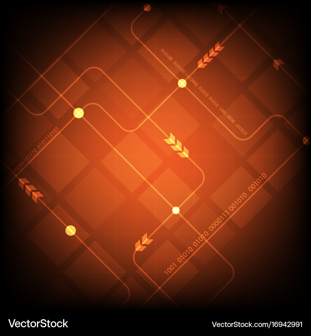 Abstract orange square digital technology Vector Image