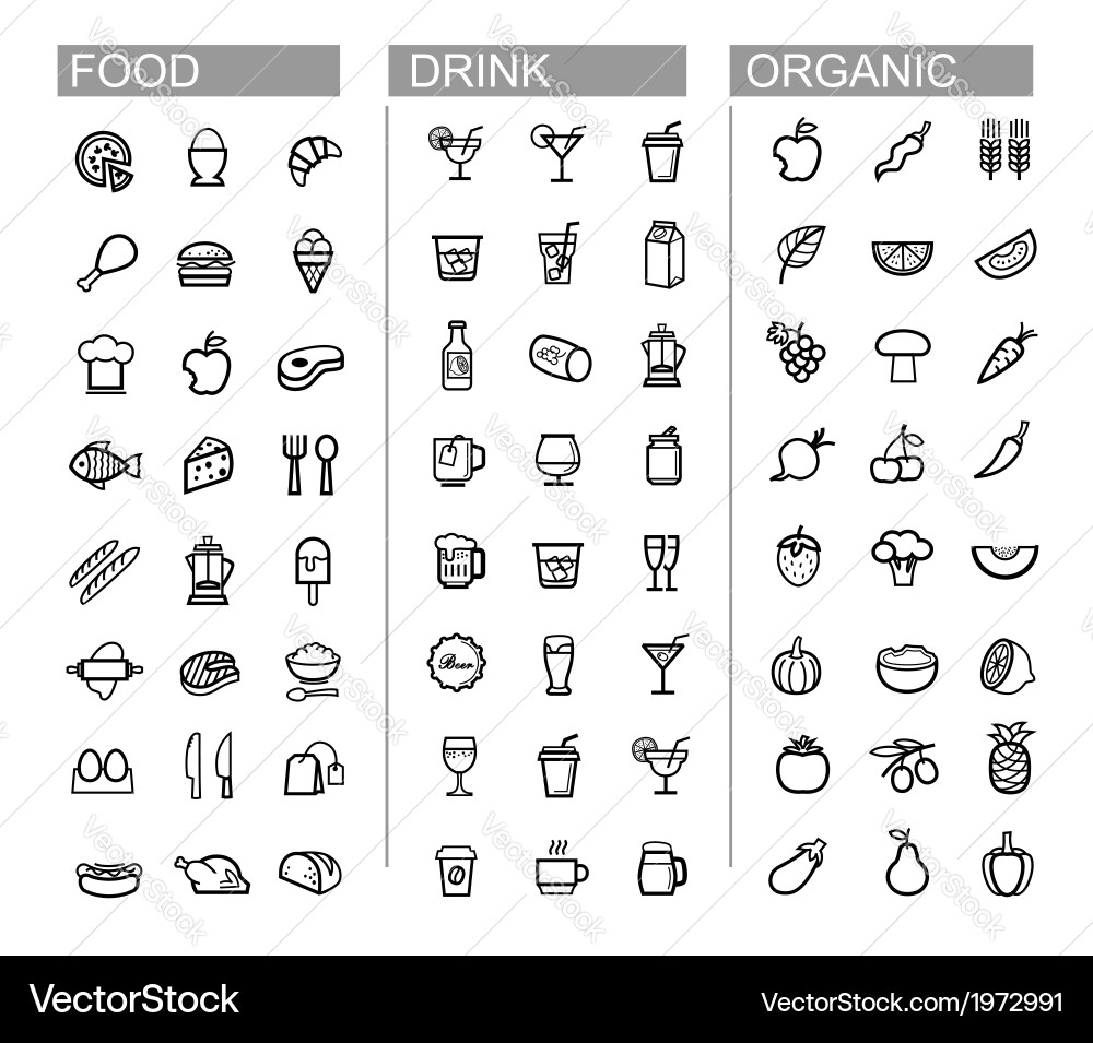 Beverage & Food Kitchen Icons Royalty Free Vector Image