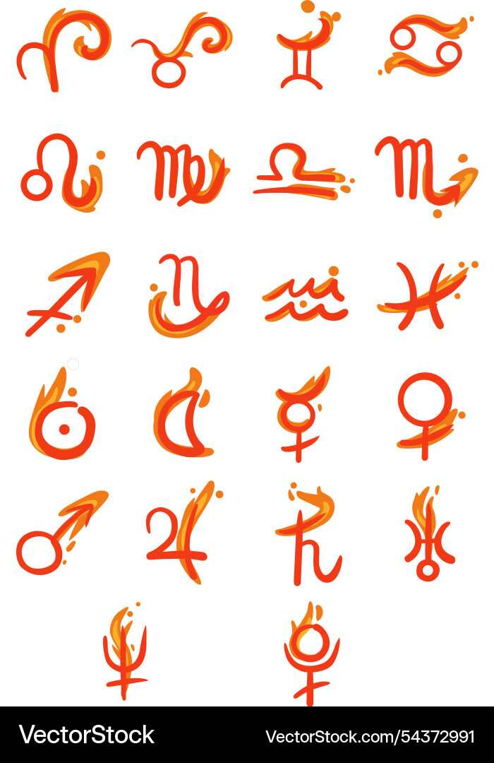 Elementals of fire astrological symbols Royalty Free Vector