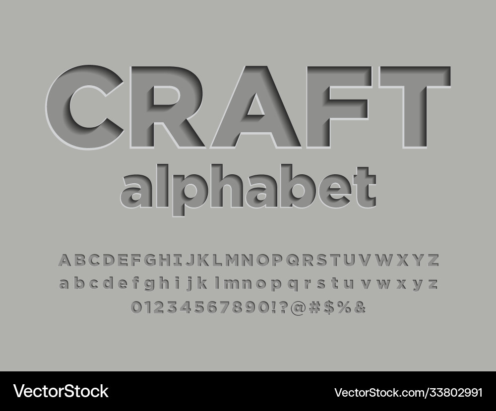 Embossed Alphabet Font - Engraved Style Royalty Free Vector