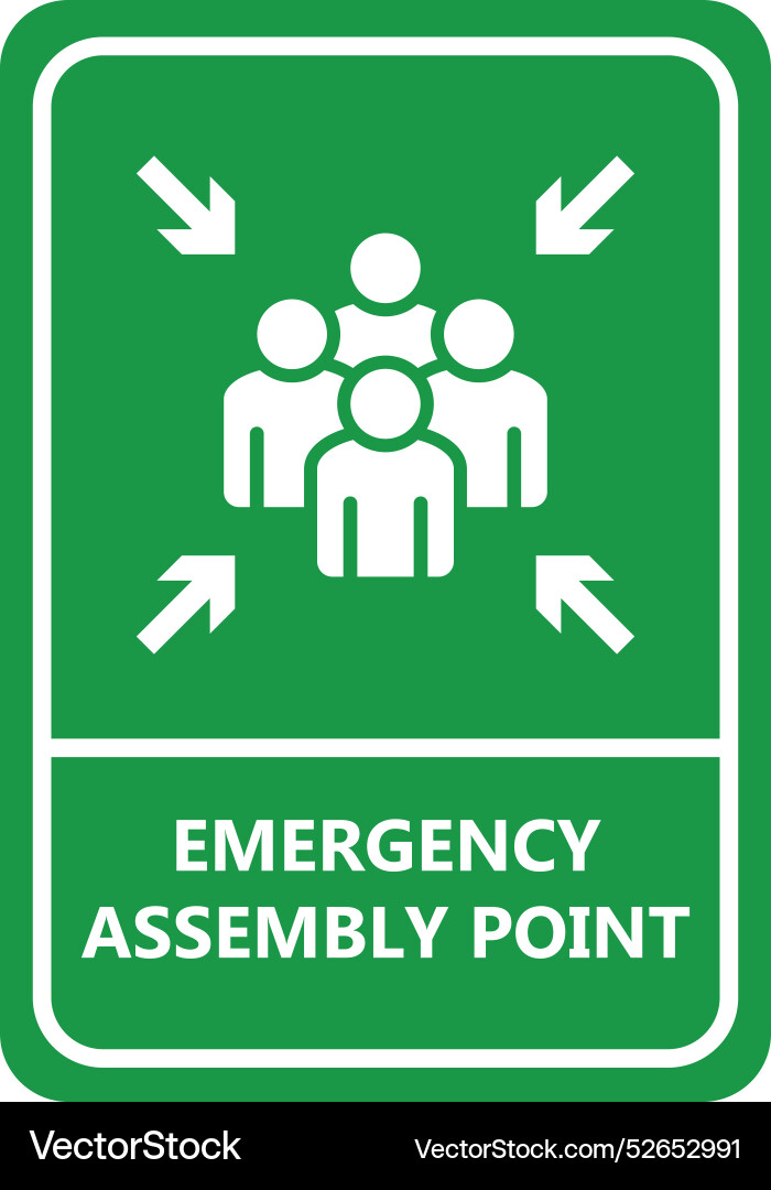 Emergency evacuation assembly point sign isolated Vector Image