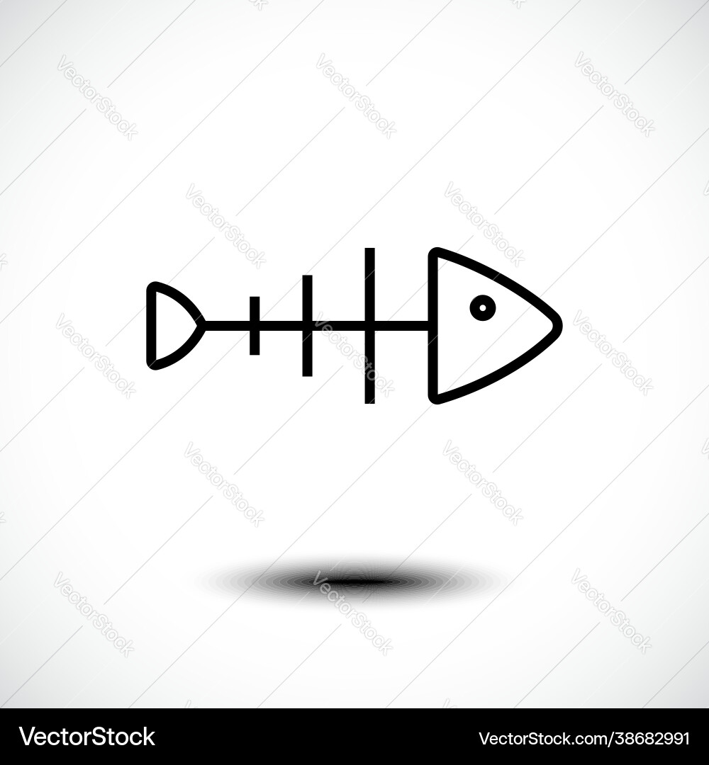 Fish bone skeleton line icon Royalty Free Vector Image