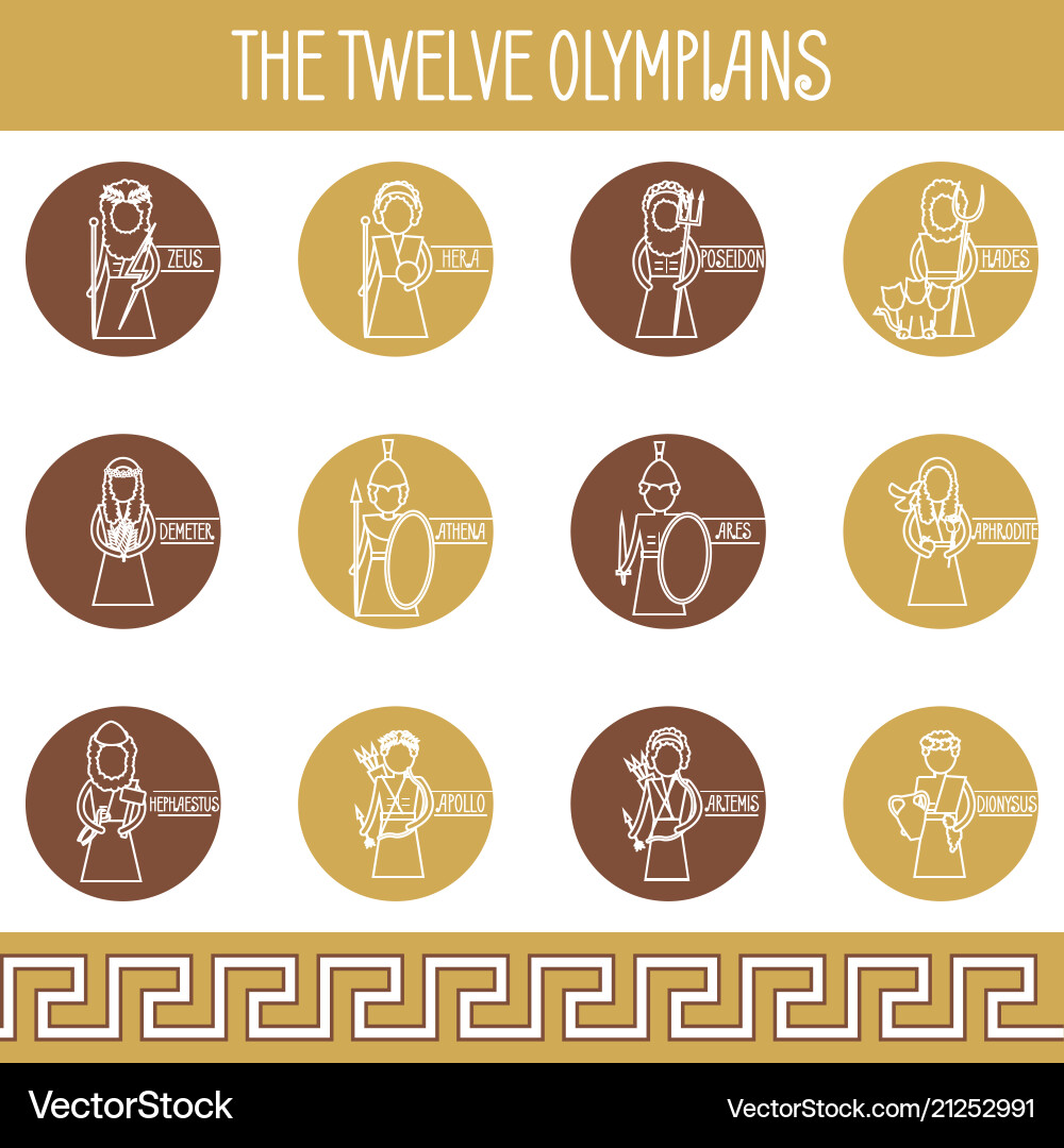 Greek Olympian Gods Icons Royalty Free Vector Image