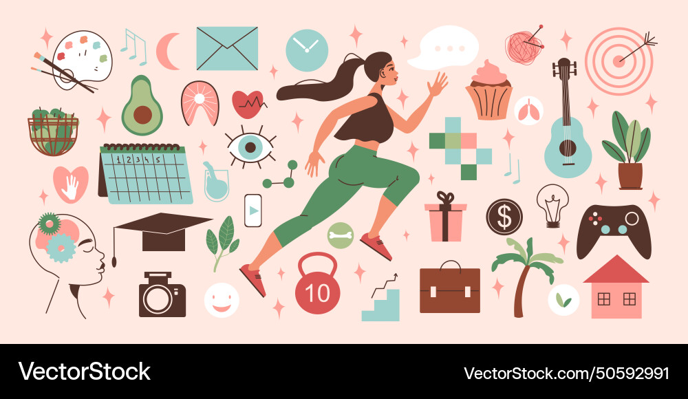 Life balance big set Royalty Free Vector Image