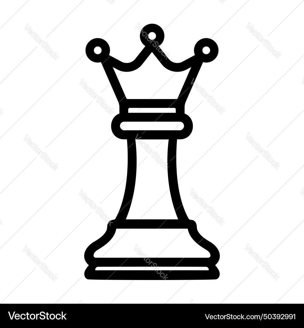 Queen chess piece icon logo outline Royalty Free Vector
