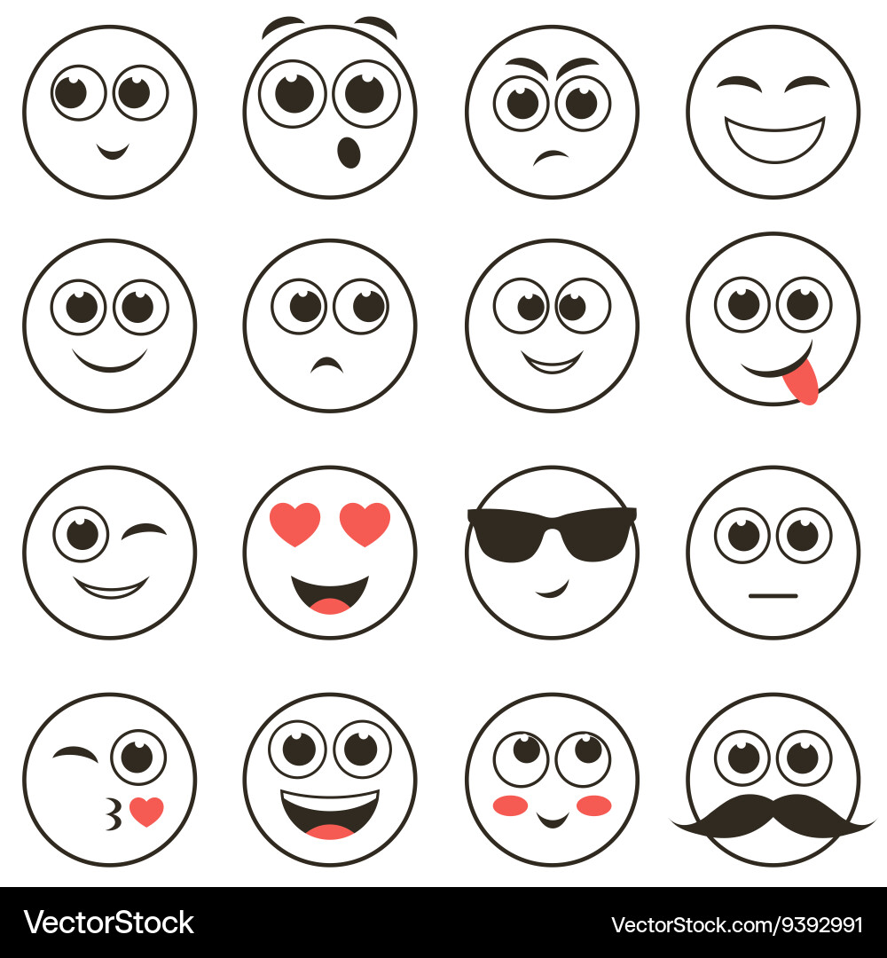 Set of smiley faces isolated on white Royalty Free Vector