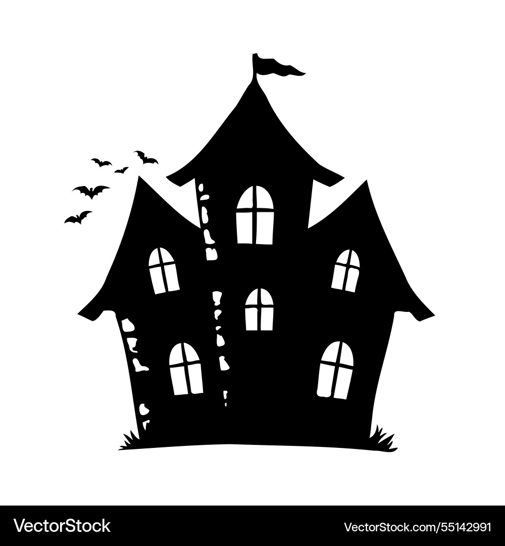 Spooky halloween haunted house silhouette Vector Image