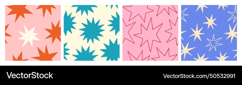 Starry patterns set seamless background design Vector Image