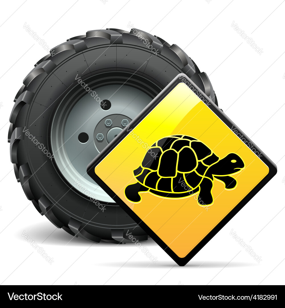 Tractor wheel with sign Royalty Free Vector Image