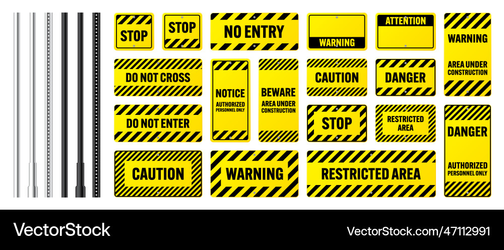 Warning danger signs attention banners Royalty Free Vector