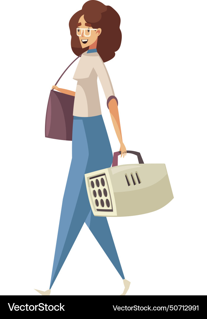 Woman with pet carrier Royalty Free Vector Image