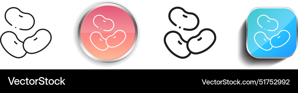 Beans icon thin linear regular and button style Vector Image