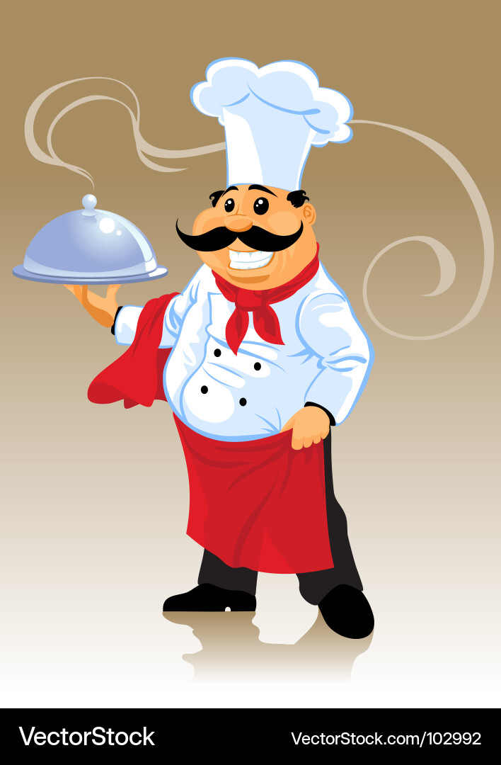 Chef cook and plate Royalty Free Vector Image - VectorStock