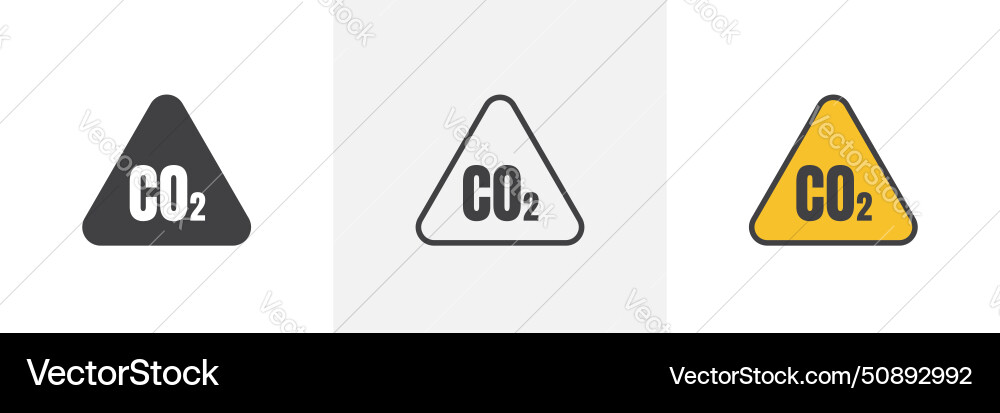 Co2 warning sign icon set alert for carbon Vector Image