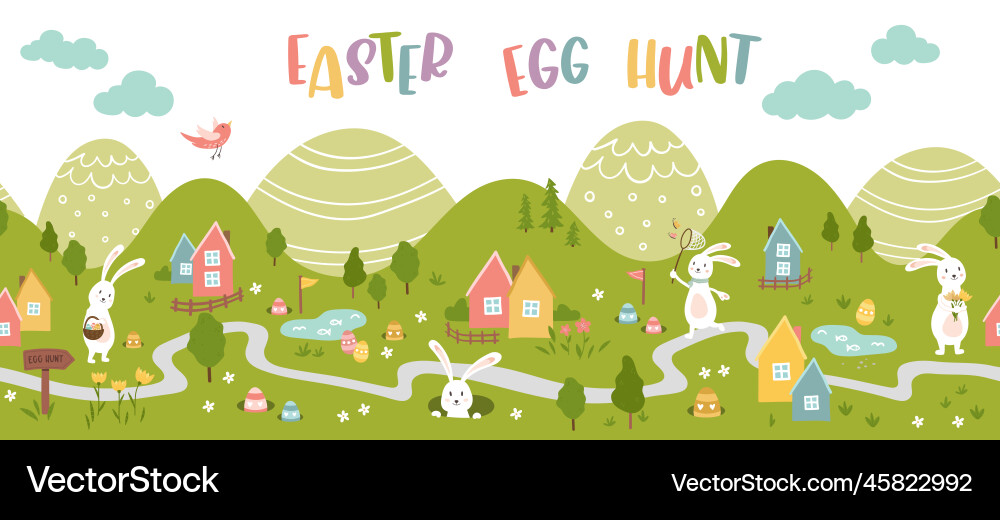 Cute easter egg hunt design map for children hand Vector Image