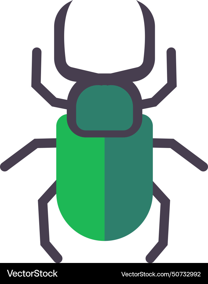 Green beetle symbol horned bug color icon Vector Image