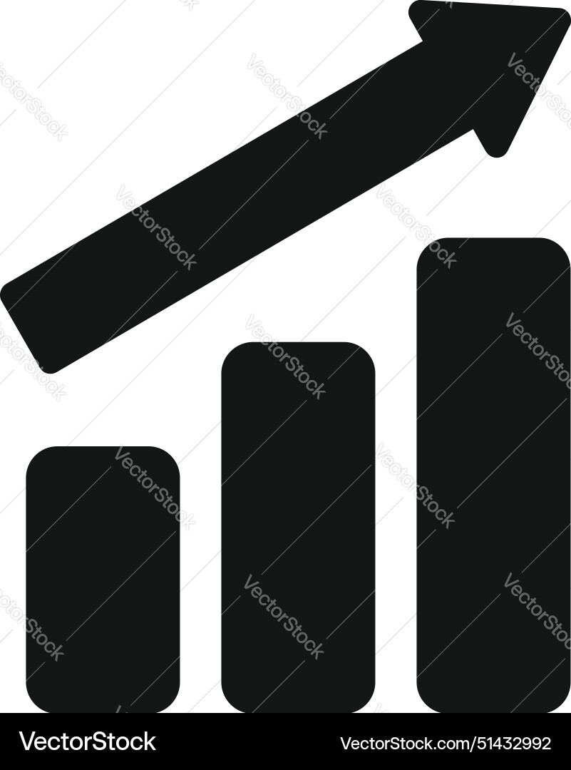 Growth chart with rising arrow Royalty Free Vector Image
