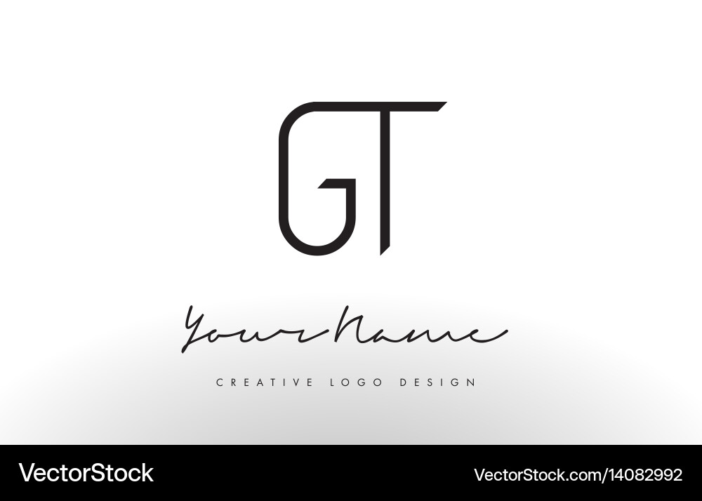 Gt letters logo design slim creative simple black Vector Image