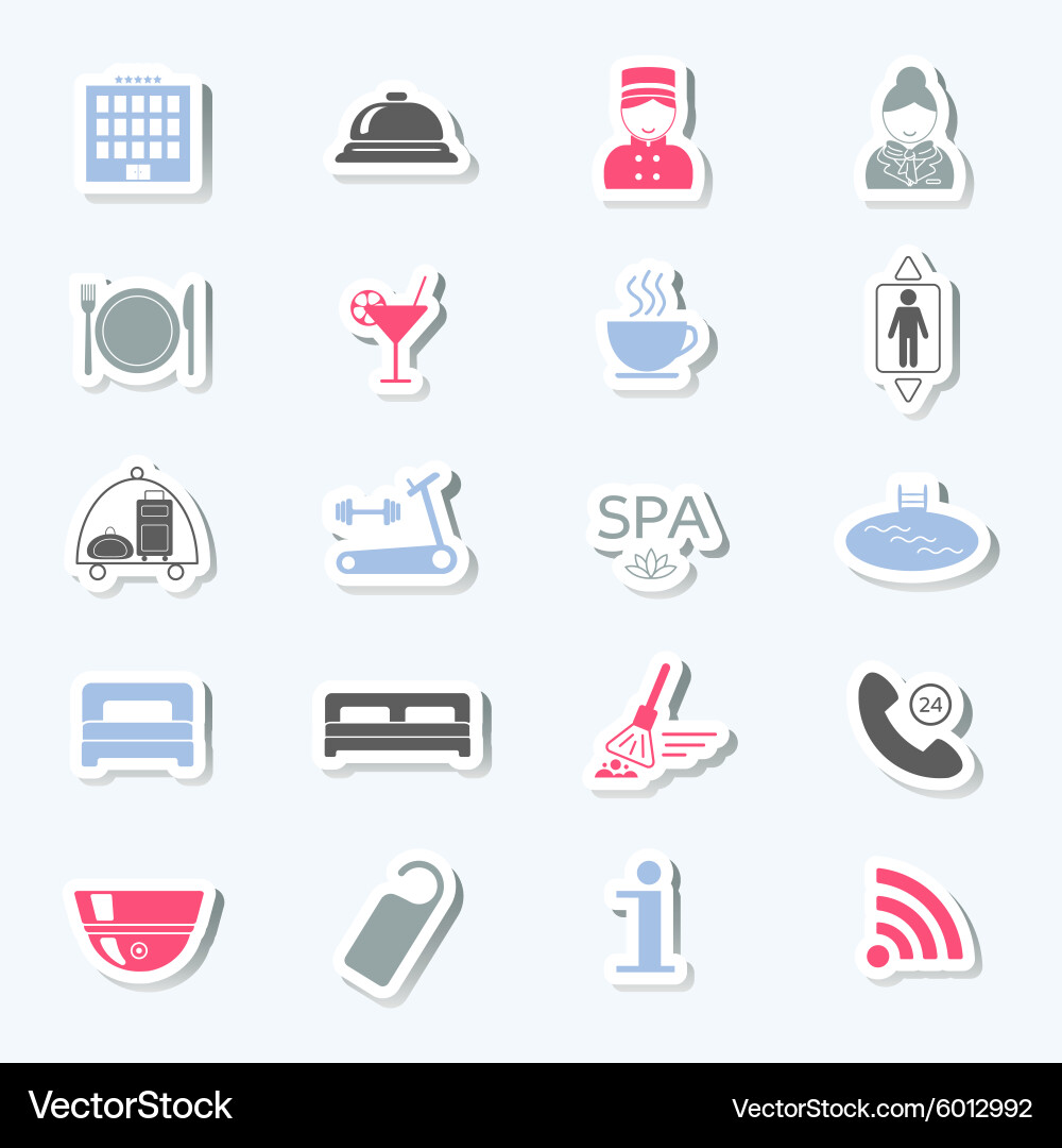 Hotel services icons stickers Royalty Free Vector Image