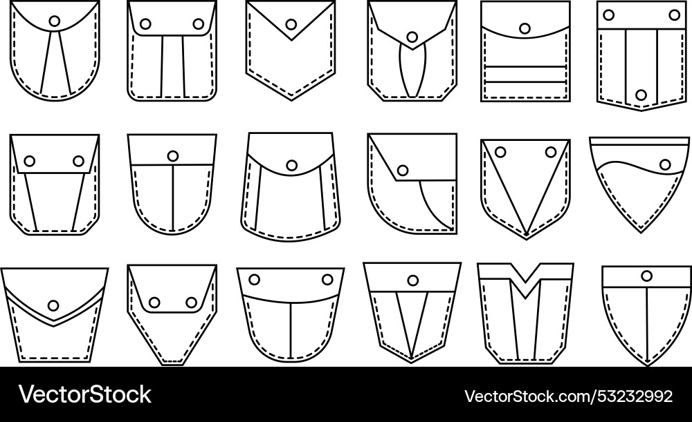 Isolated patch pockets templates denim pocket Vector Image