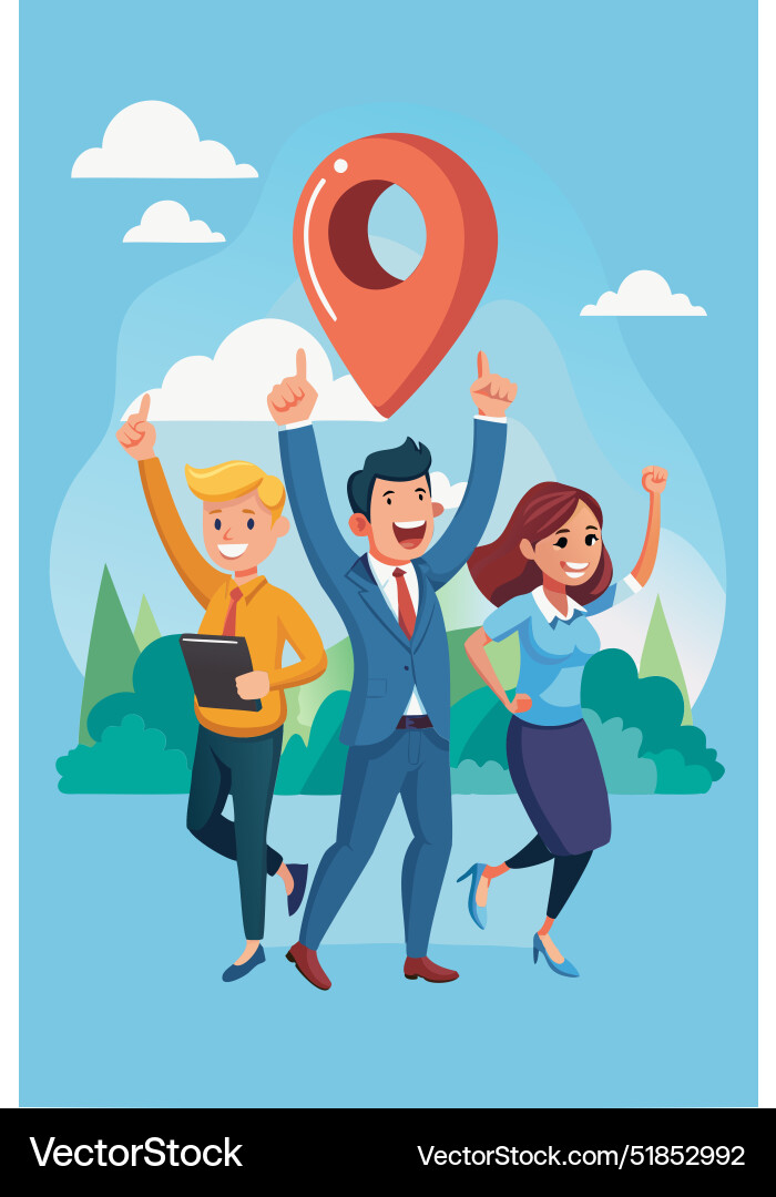 Joyful team celebrates business relocation Vector Image