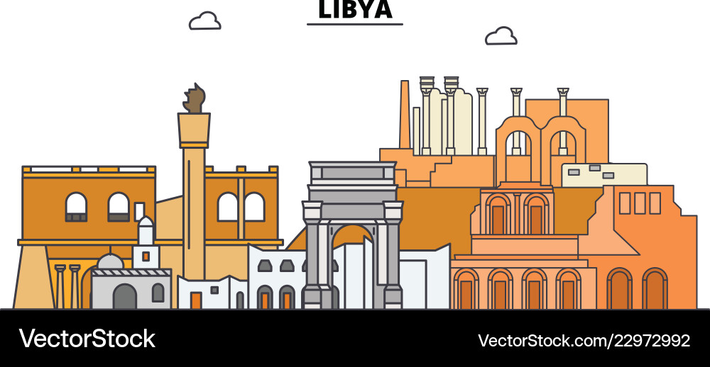 Libya line skyline Royalty Free Vector Image - VectorStock