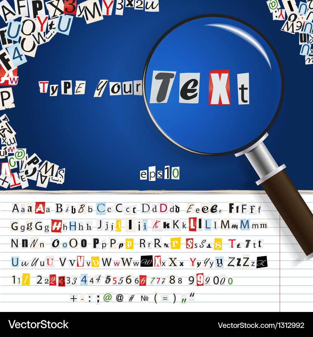 Magnifier with set of letters Royalty Free Vector Image