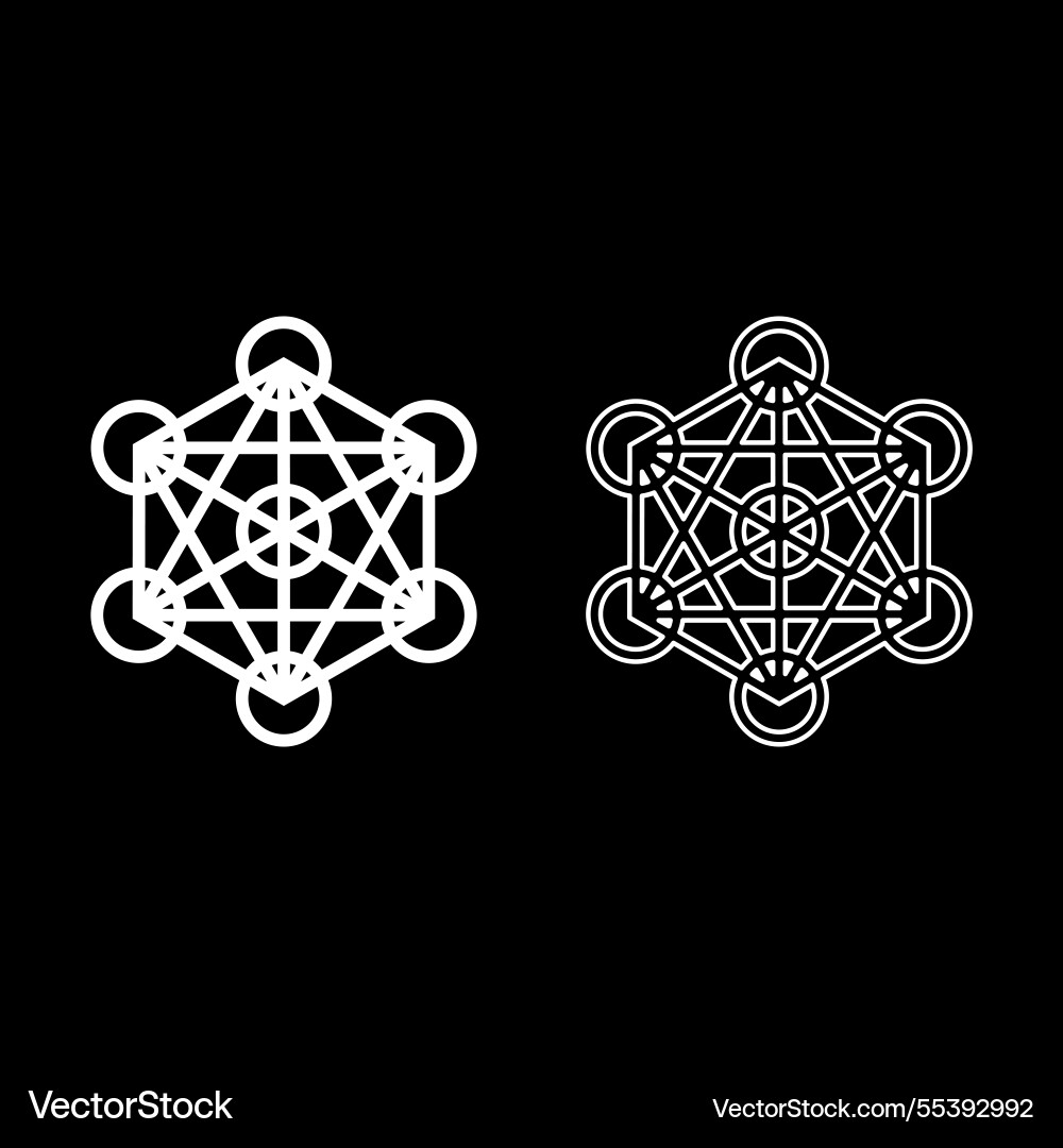 Metatron cube sacred geometry set icon white Vector Image