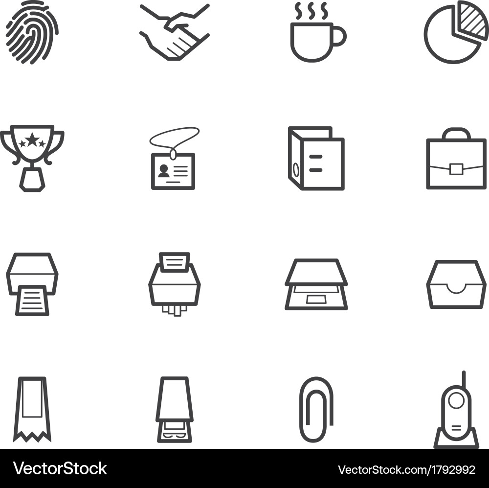 Office black icon set on white background Vector Image