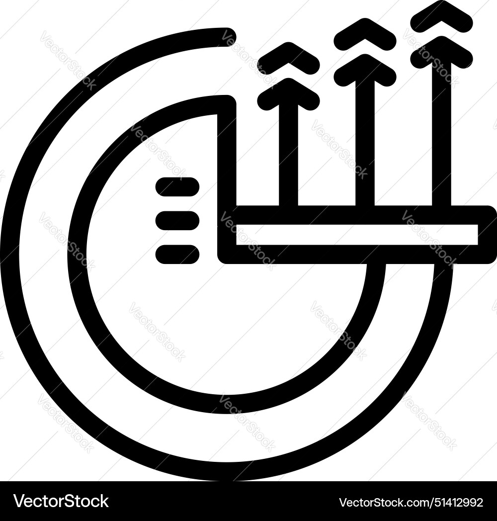 Profit growth icon with arrows and pie chart Vector Image