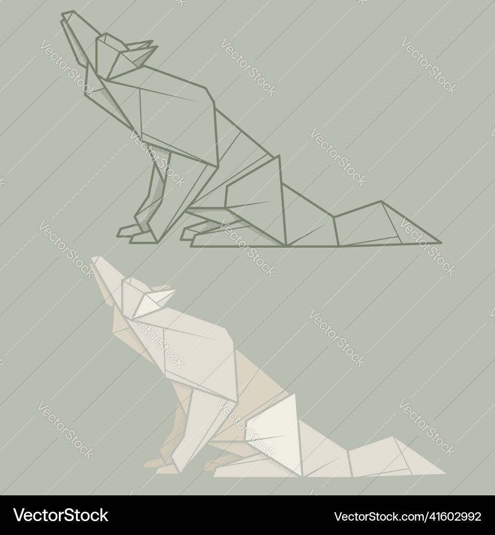Set paper origami of wolf Royalty Free Vector Image