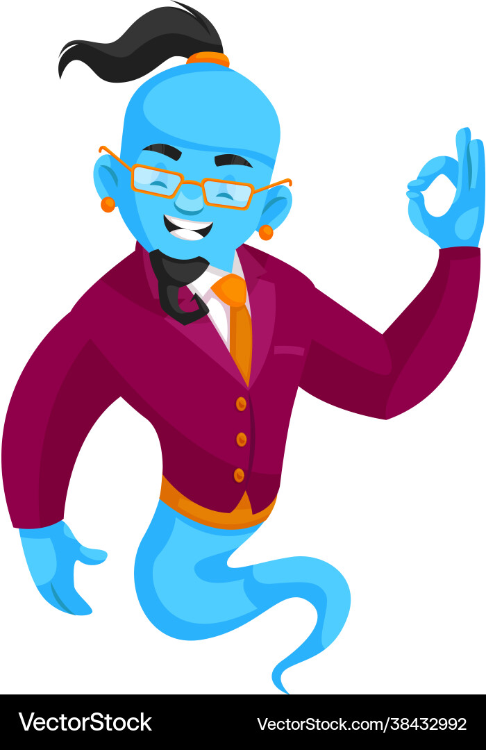 Smart genie cartoon character Royalty Free Vector Image
