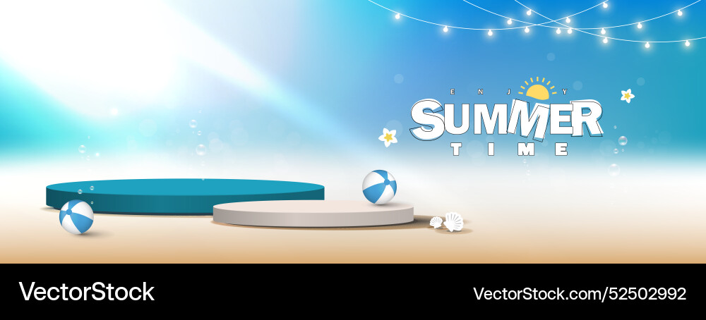 Summer background blue and white pedestal Vector Image