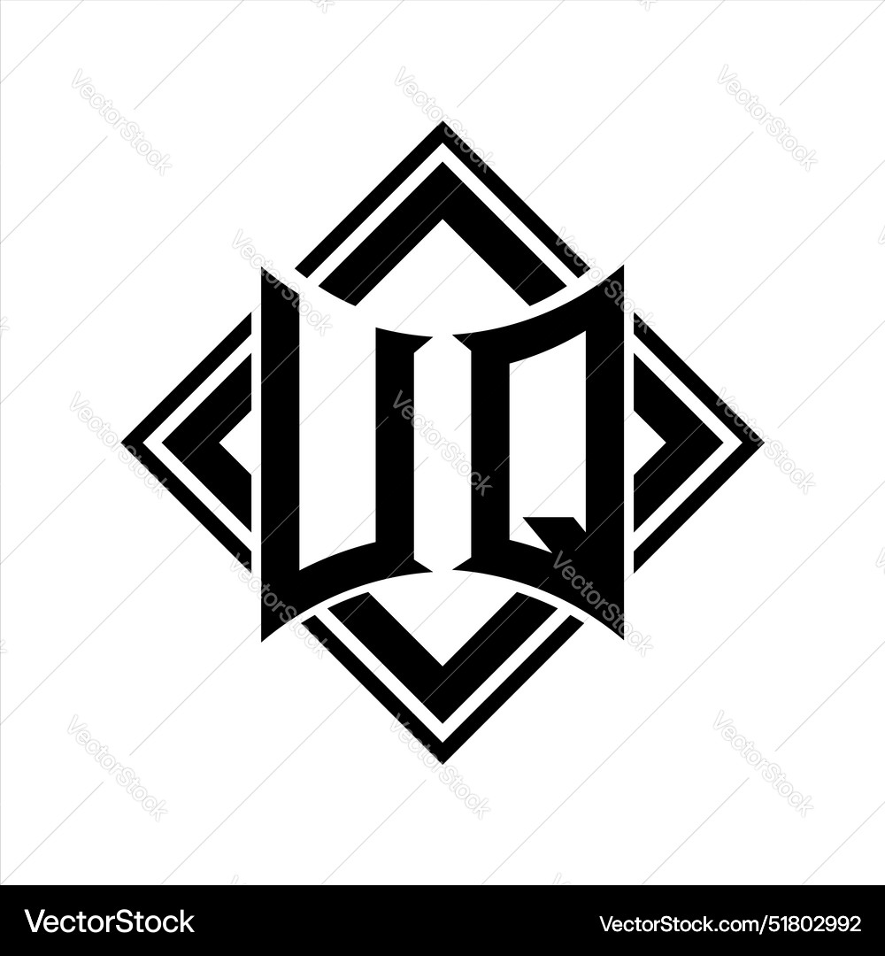 Uq letter logo with abstract shield shape Vector Image