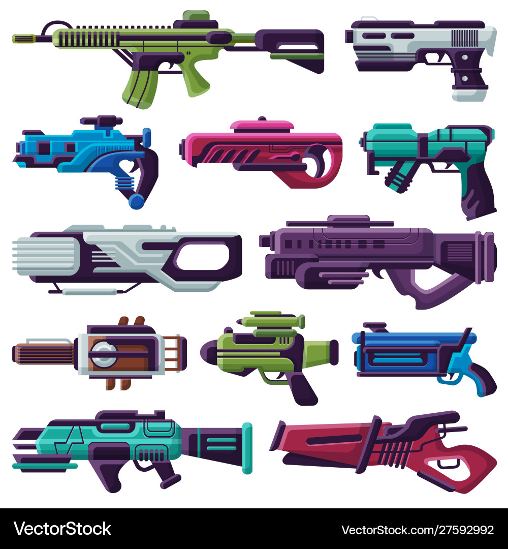 Weapon spacegun blaster laser gun Royalty Free Vector Image